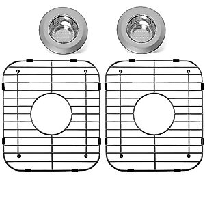 Sink Protectors for Kitchen Sink 13" x 11-5/8", 304 Stainless Steel Sink Grid protectors for Kitchen Sink with Certer Drain Hole, Metal Protector for Sink with Sink Strainers (Center Drain)