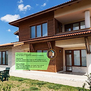 1 Pack Wood Carpenter Bee Trap for Outside - Best Bee Trap - Wood Boring Bee Trap- Nature Cabin Style Carpenter Bee Traps Outdoor Hanging - Insect Traps Removes Carpenter bee