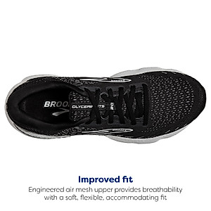 Brooks Men's Glycerin GTS 20 Supportive Running Shoe - Black/White/Alloy - 11 Medium