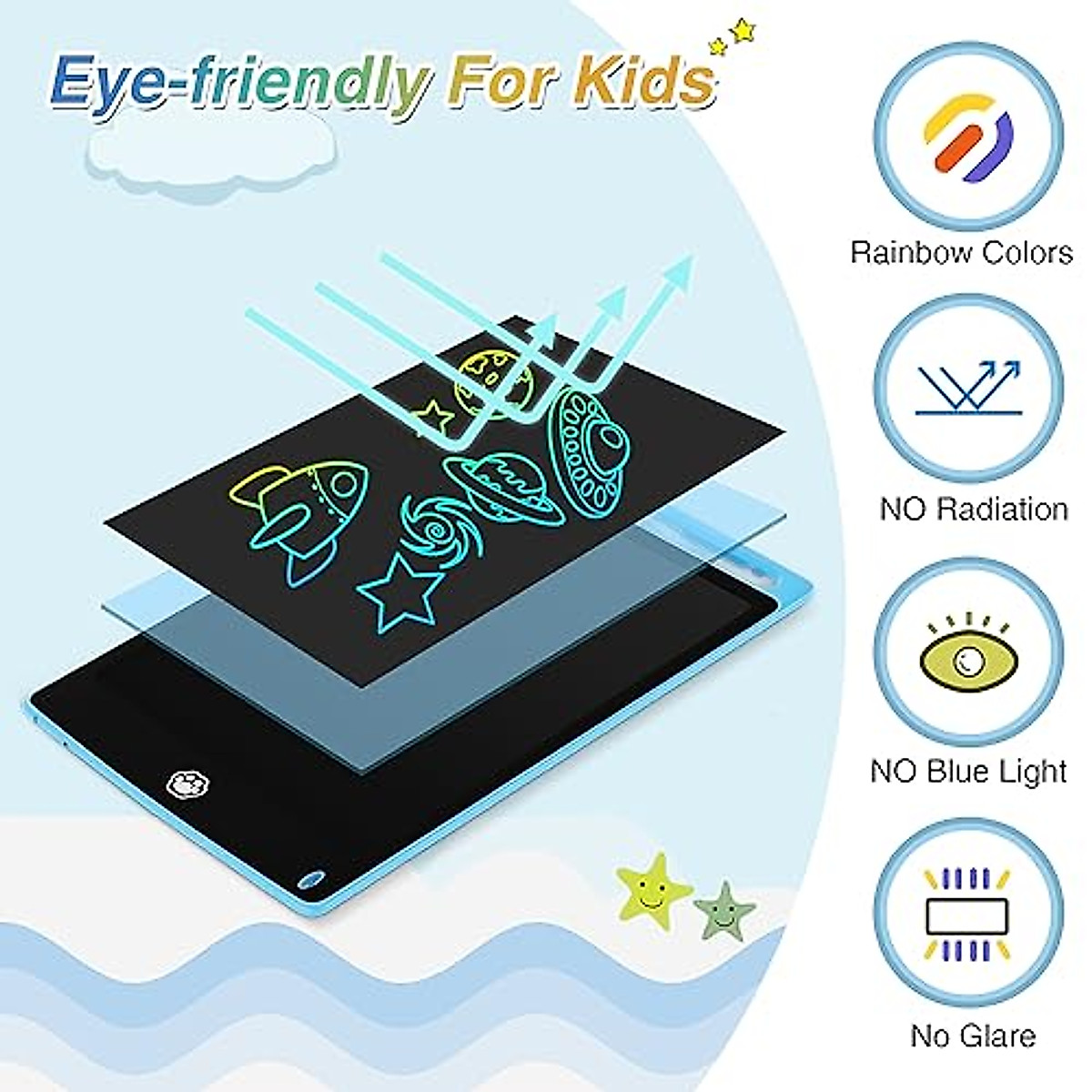 2 Pack LCD Writing Tablet, Electronic Drawing Writing Board, Erasable Drawing Doodle Board, Doodle Pad Toys for Kids Adults Learning & Education, 8.5IN(Blue+Pink)