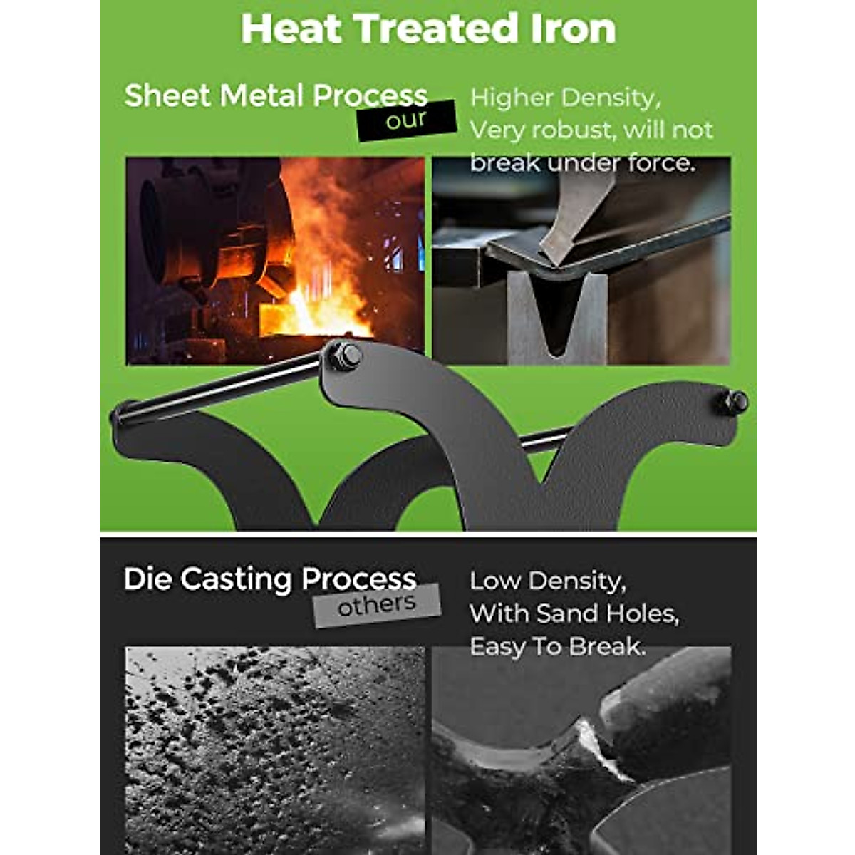 yamagahome Firewood Splitter, Manual Log Splitter with Heating Treated Iron, Heavy Duty Wood Splitter Tool Firewood Cutter with Canvas Log Carrier and Gloves, 2022 New Version