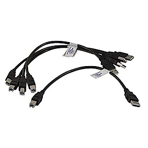 5 Pack of Your Cable Store Black 1 Foot USB 2.0 Male A to Male B Printer/Scanner Cables