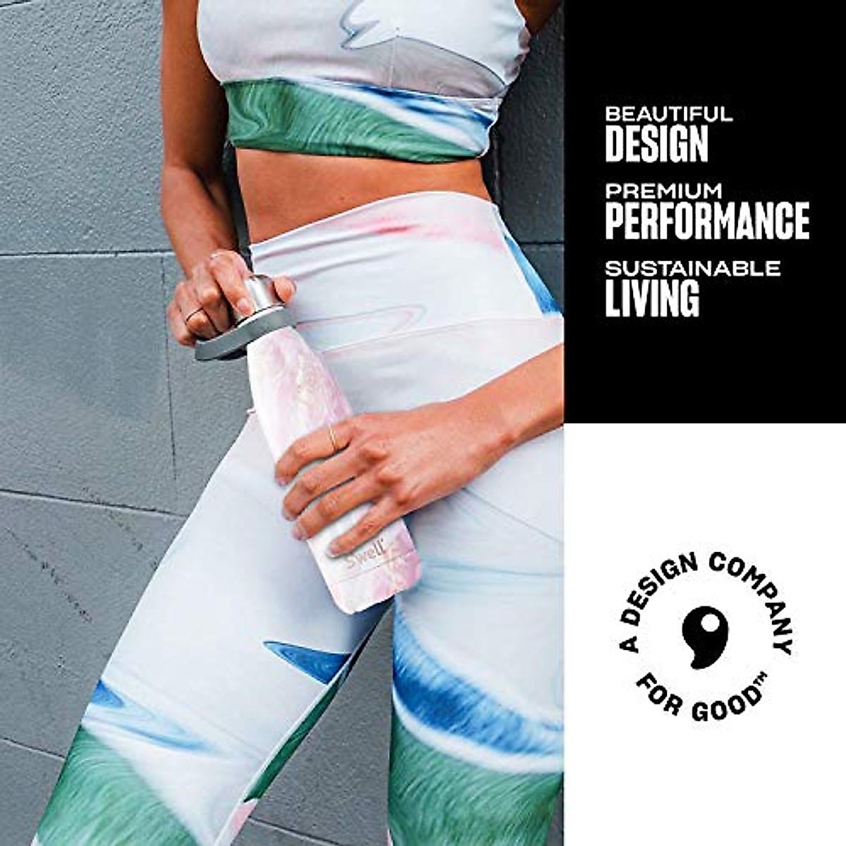 S'well Stainless Steel Water Bottle With Travel Handle - 17 Fl Oz - Geode Rose - Triple-Layered Vacuum-Insulated Containers Keeps Drinks Cold for 41 Hours and Hot for 18 - with No Condensation