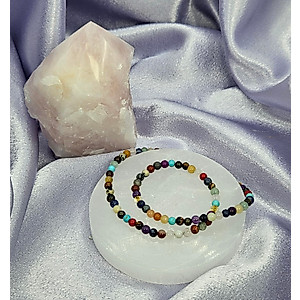 Rainbow Chakra Beaded Gemstone Necklace, Mixed Gemstone Choker, Real Gemstones, Crystal Beaded Choker Necklace, Layering Necklace, Gift for Her Blue 16 Inches