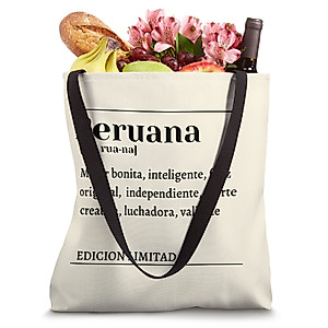 Peruana Mujer Peruvian Women Girl Latina Dictionary Spanish Tote Bag