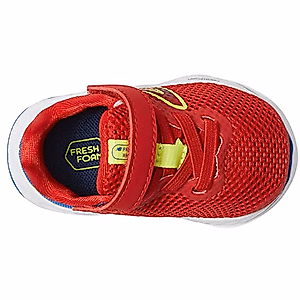 New Balance KIds Arishi Fresh Foam v4 Sneaker, TEAM RED/MARINE BLUE/COSMIC PINEAPPLE, 4.5 M Big Kid (8-12 Years)