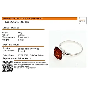 HolidayGiftShops Sterling Silver and Baltic Honey Amber Square Ring Nelda