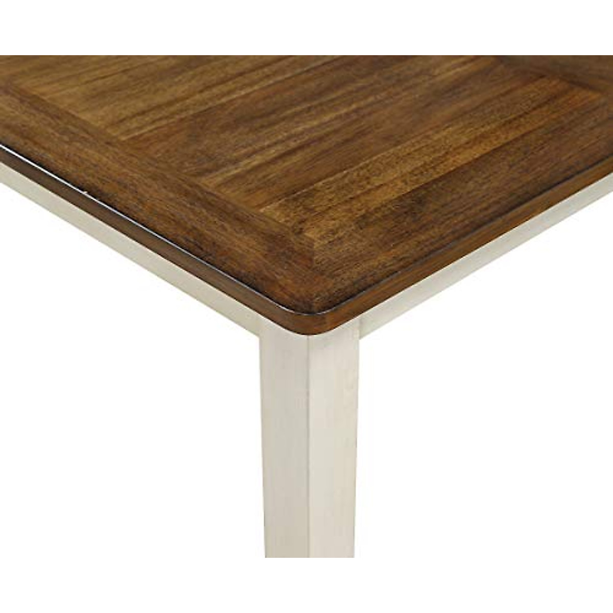 OSP Home Furnishings West Lake Dining Table Set, 7-Piece, Antique Tobacco Finish Top and Cream Base with Linen Fabric