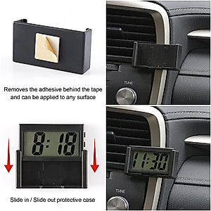 UYYE Mini Digital Car Clock Sticky Electronic Car Clock, Accessories with Clear LCD Screen Self-Adhesive Stand Digital Clock for Car Truck Dashboard Home Office Table