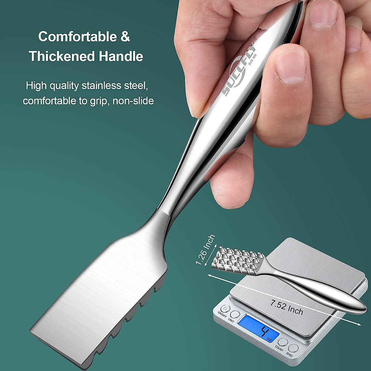 SUCCFLY Fish Scaler Tool 2 Pack, Premium Fish Descaler Stainless Steel Integrated Casting, Heavy Duty Fish Scaler Remover No Mess with Wedge-shaped Sawtooth Ergonomic Handle, Easily Remove Fish Scales