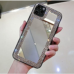 Poowear for iPhone 13 Case 3D Glitter Sparkle Bling Mirror Case Luxury Shiny Crystal Rhinestone Diamond Bumper Clear Protective Case Cover for Women for iPhone 13 6.1"