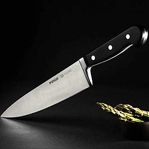 Pro Chef Knife 8 Inch Classic Black 8" Forged Stainless Steel Blade Kitchen Knife Chefs Knife For Cooking triple-riveted Ergonomic Handle Professional Cooking Knife Home Cook Restaurant Kitchen
