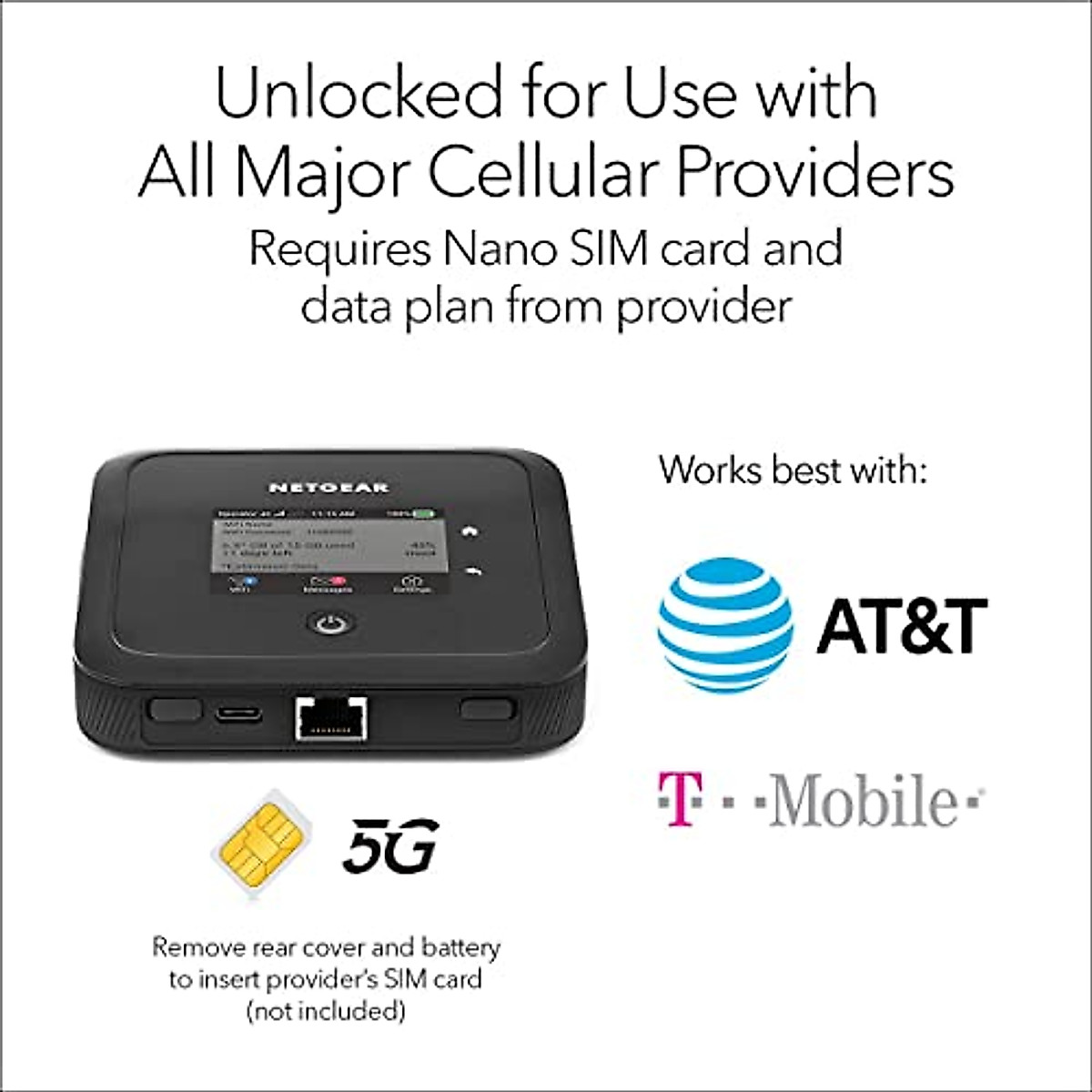 NETGEAR Nighthawk M5 5G Hotspot with WiFi 6 (MR5200) Ultrafast Router | Works Best with AT&T and T-Mobile | Connects Up to 32 Devices | Secure Wireless Network Anywhere