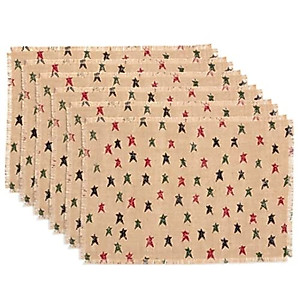 meditroia Holiday Tabletop & Kitchen-Primitive Star Jute Placemat Set of 6,