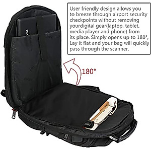 YOREPEK Laptop Backpack for Men, Large 17 Inch Durable Travel Backpack Water Resistant, Airline Approved Computer Bag with USB Charging Port, Anti Theft Bookbag For College School Business Work, Black