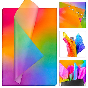 MR FIVE 20 Sheets 20"x 28" Rainbow Tissue Paper Bulk,Red Purple Green Blue Gradient Tissue Paper for Gift Bags,Rainbow Tissue Paper for Baby Shower Birthday Weddings Thanksgiving