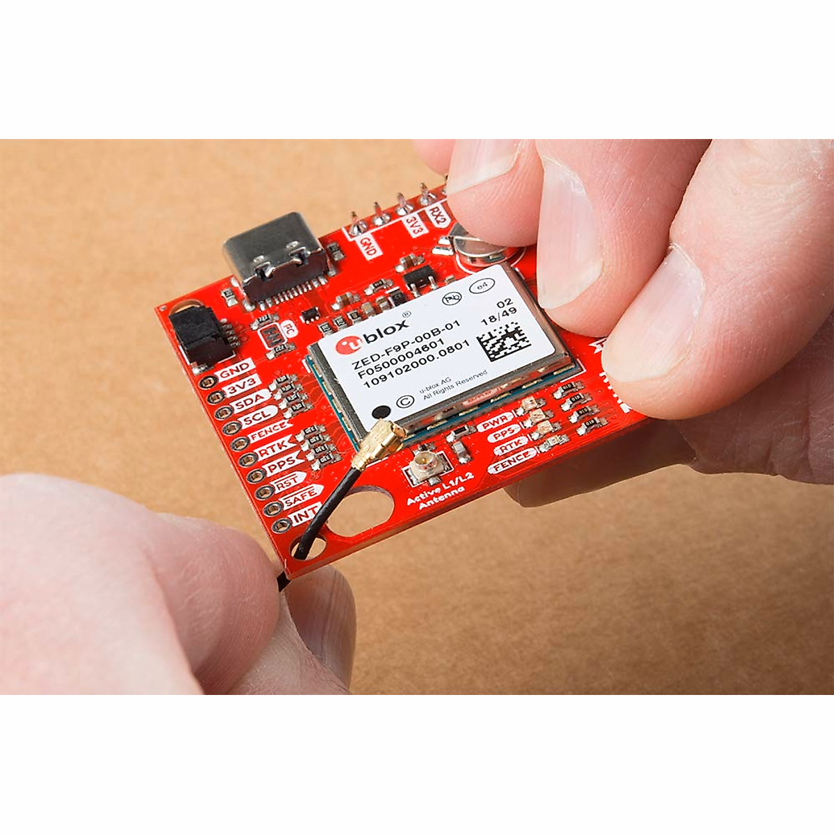 SparkFun GPS-RTK2 Board - ZED-F9P (Qwiic) High-Precision Breakout No Soldering Required Breadboardable Contains a Rechargeable Backup Battery Allowing a Warm-Start decreasing time-to-First-fix