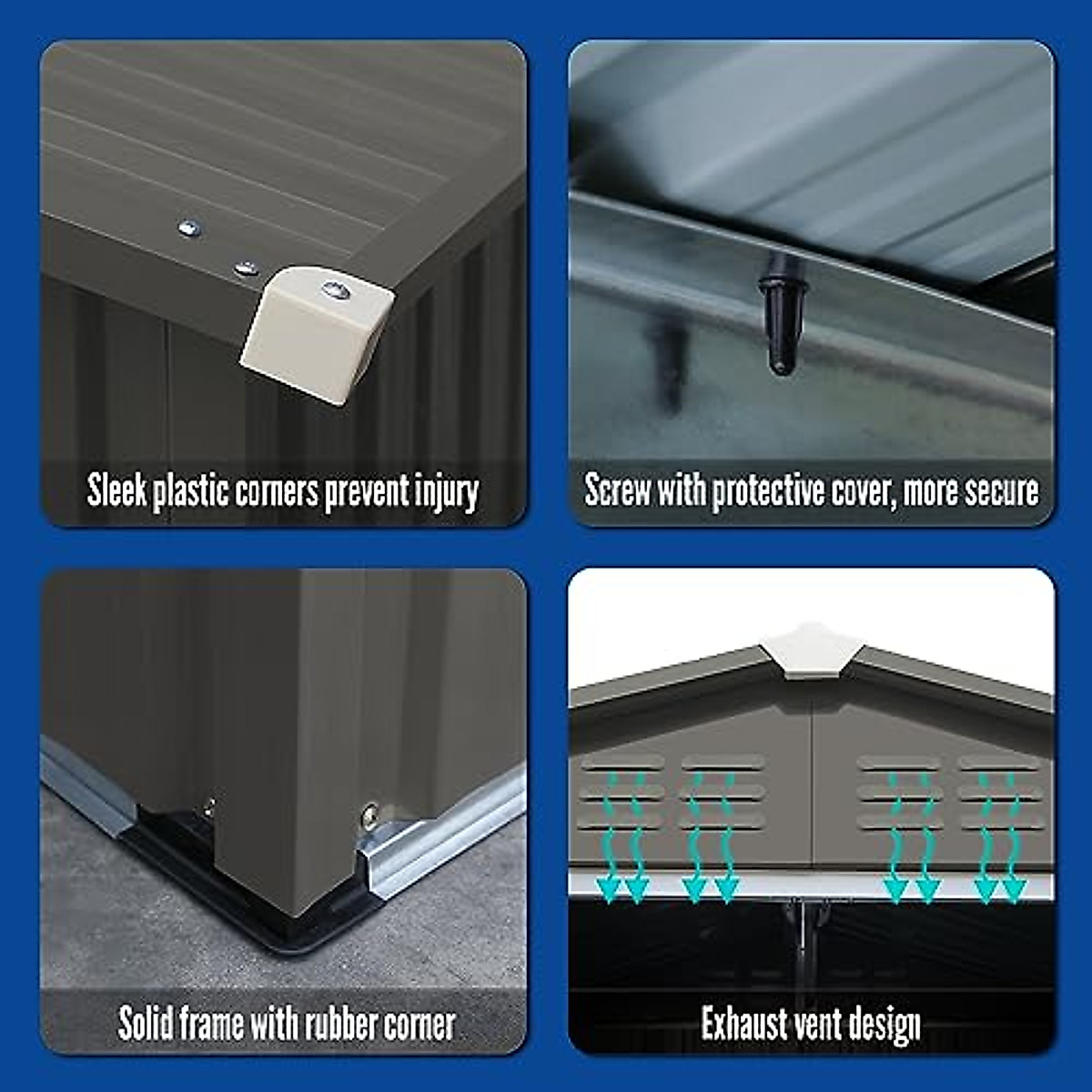 MIRAFIT 6x4 Ft Storage Shed, Galvanized Steel Sheds & Outdoor Storage Cabinet with Sliding Door, Garden Metal Shed for Tool, Bike, Lawn Mower, Backyard, Patio, Olive Gray