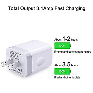 USB Wall Charger Adapter, 18W/3Amp Fast Multiple 3-Ports USB Plug Charger Block Cube Charger Box USB Brick Charging Base Compatible iPhone 14 13 12 11 Pro Max Xs XR X 8 7 6 Pad, Samsung, Android