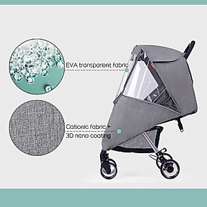 Universal Rain Cover for Baby Stroller Waterproof Windproof Rainy Weather Guard Air Holes Wind Dust Protection Breathable Shield Elastic Band Transparent Accessories with Storage Pocket