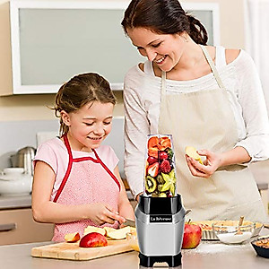 La Reveuse Personal Blender Making Shakes and Smoothies 1000 Watt with 24 oz BPA-free Portable Travel Bottle - Dishwasher Safe (Silver)