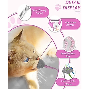 Cat Toys, Hanging Automatic Interactive Cat Toy, Colorful Bouncing Mice, Extra Long Elastic Rope, Motion Activated Rechargeable Cat Feathers Toys, Interactive Cat Toys for Indoor Cats/Kittens