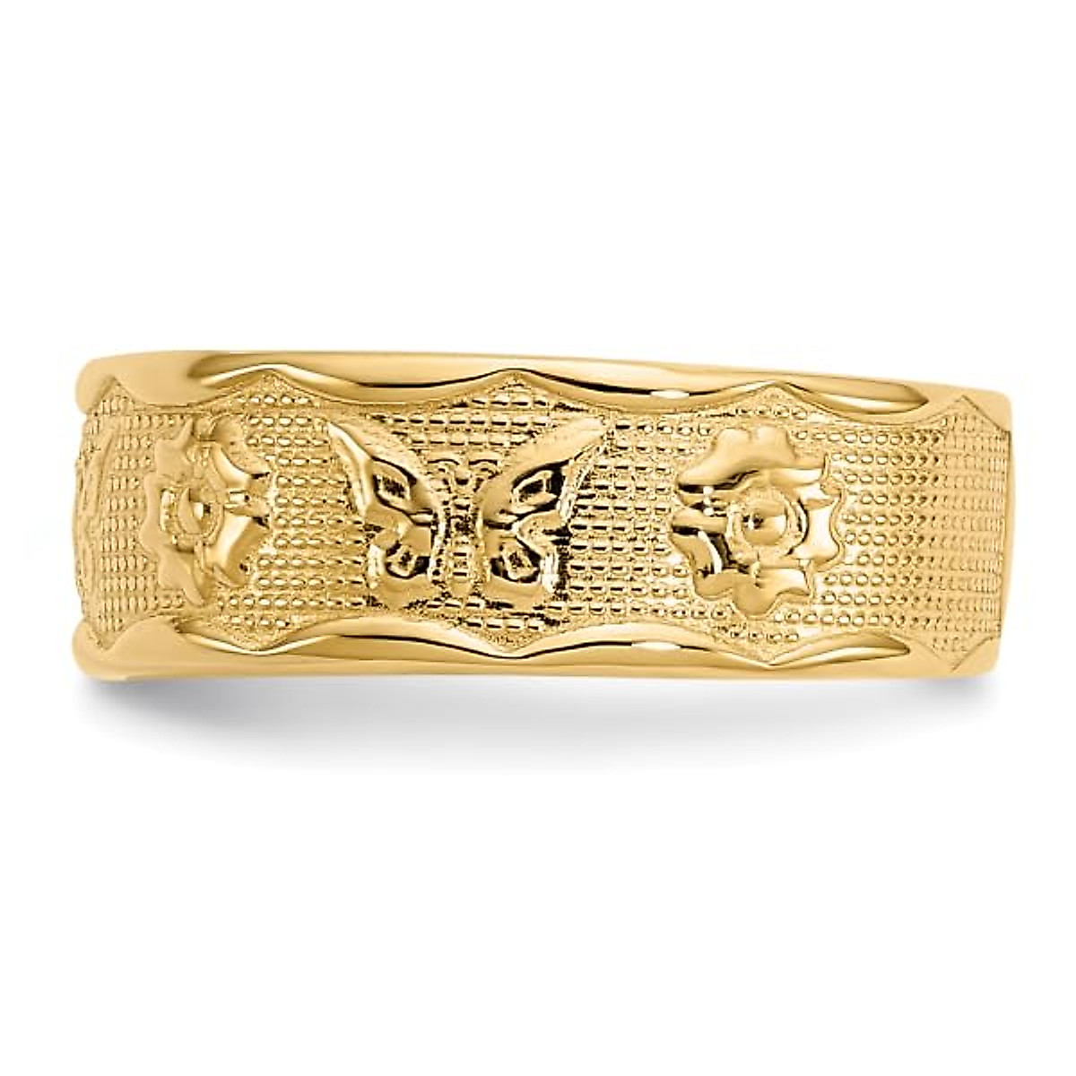 IceCarats 14K Yellow Gold Flower Butterfly Wings Adjustable Toe Ring Open Midi Band Summer Beach Jewelry