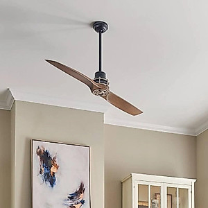 Kichler Lighting 56-in Satin Black with Antique Pewter Accents Downrod Mount Indoor Ceiling Fan with Remote (2-Blade)