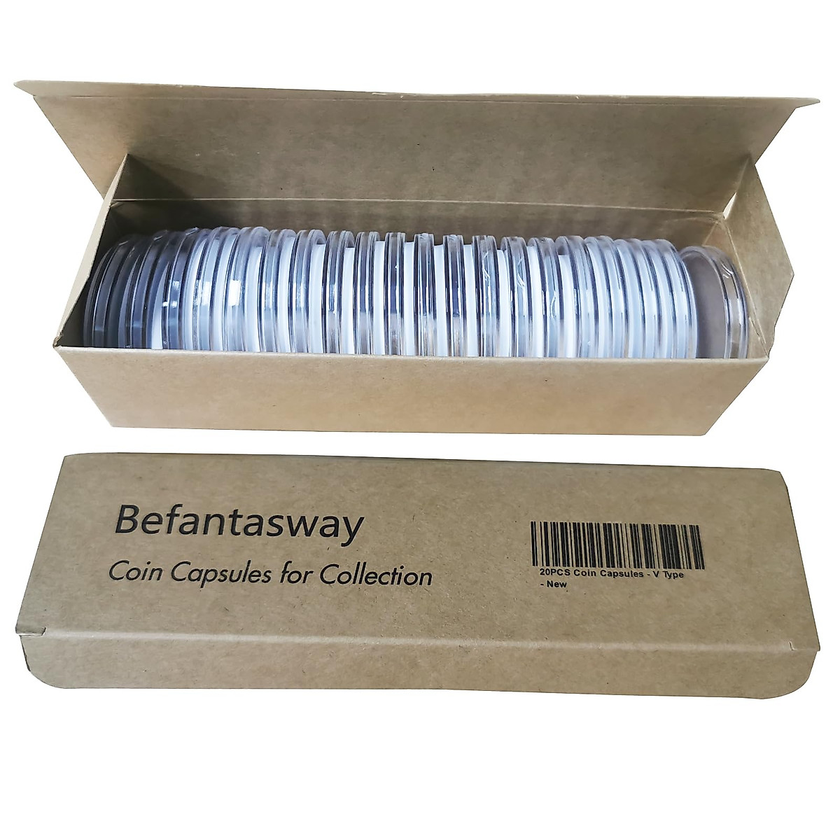 20 Pcs Clear Plastic Coin Capsules, Coin Collection Case of 5 Size with Adjustable Gasket for Coin Collection American Silver Eagle Liberty Coin &JFK Half Dollar &Bitcoin | 19/21/25/30/40mm