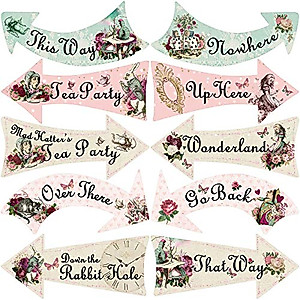 Truly Alice Arrow Hanging Signs Cutouts for Tea Party Decoration 10 Pcs