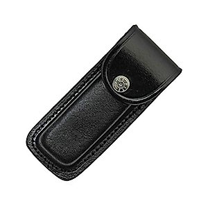 PA6609BK Fits Up to 5" Closed Folding Knives Black Leather Knife Sheath