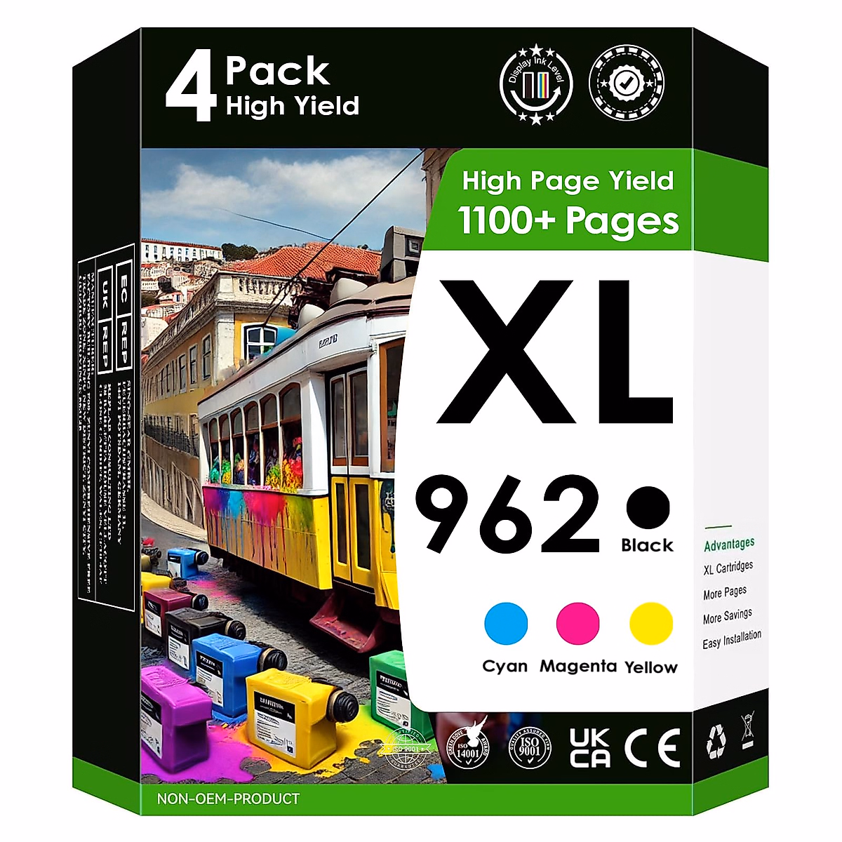 INKjetsclub Remanufactured Ink Cartridge Replacement for 4 Pack HP 962XL Printer Ink. Works with OfficeJet Pro 9010 9012 9018 9015 9020 9025 9026 9027 Printers (Does not Read Ink Levels)