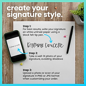 Custom Signature Stamp - Self Inking - Black Ink - Small