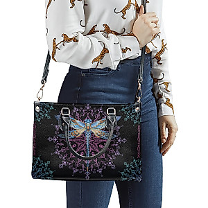 64HYDRO Hippie Mandala Dragonfly, Dragonfly Lovers Purses for Women, Shoulder Bag, Handbags for Women, Valentines Day Gifts for Her, Gifts for Sisters, Daughter, Mom, Friends - Travel Work Leather Bag