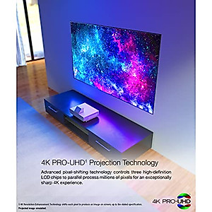 Epson 100” EpiqVision Ultra LS500 Laser Ultra Short Throw Projection TV (100-inch Screen Included), 4000 lumens, 4K PRO-UHD, HDR, Android TV, HDMI 2.0, Built-in Speakers, Sports & Streaming - White