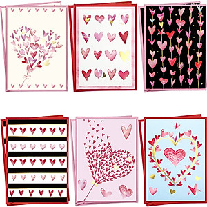 Fancy Land Valentines Cards with Envelopes 12 Heart Cards Blank Inside Gold Foil Embellishment
