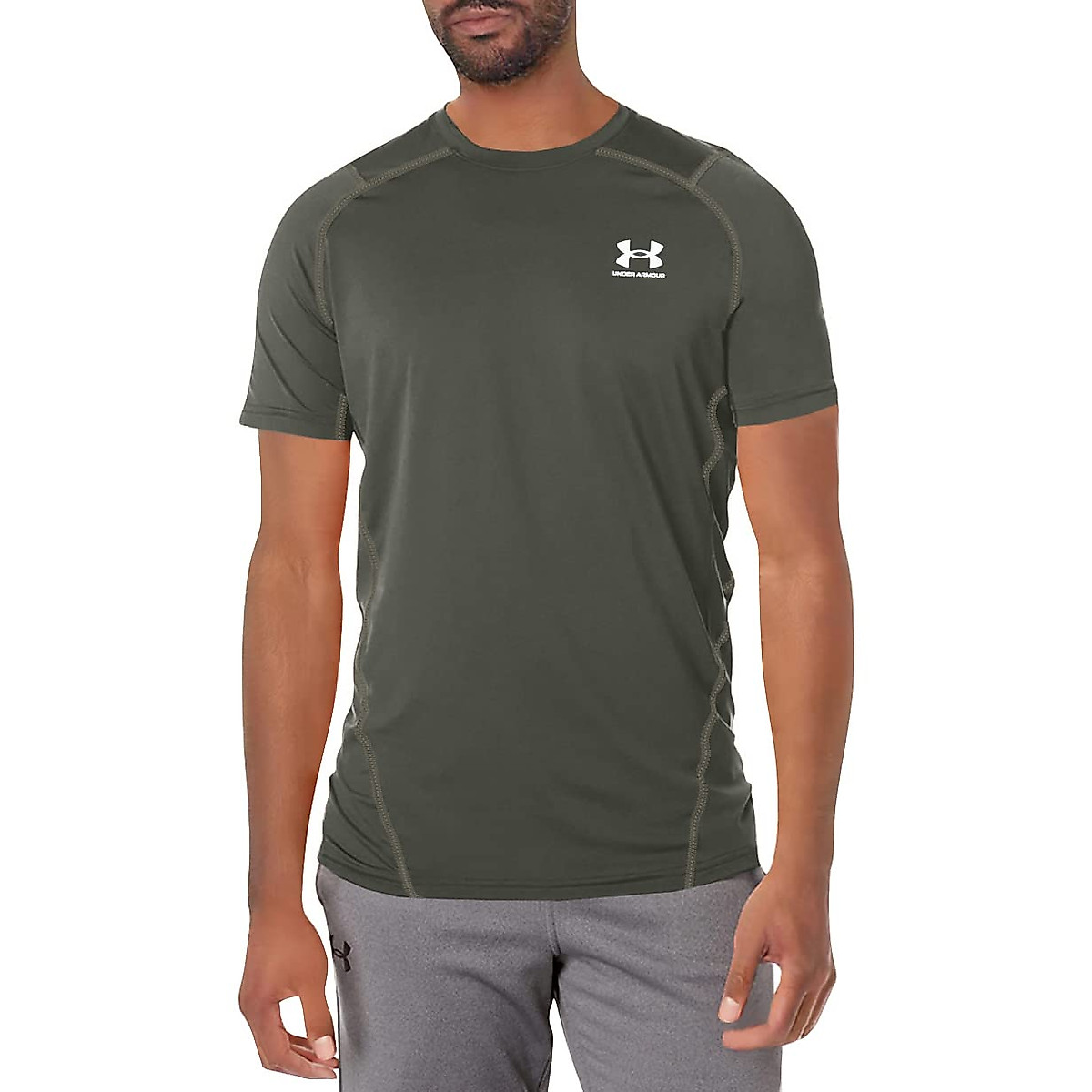 Under Armour Men's Armour HeatGear Fitted Short-Sleeve T-Shirt, (310) Baroque Green / / White, XX-Large