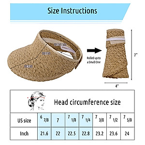 Sun Visor Hats for Women Wide Brim Womens Beach Hat Sun Hat for Women Straw Hat Sun Hat Womens Golf Visor Hats for Women Straw Floppy Hat, Brown