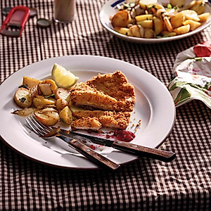 Tramontina Cutlery Set with Steak Knives, 24 Piece Sharp Knife, Forks, Teaspoons, Tablespoons with Wooden Handles, ‎Camping, Kitchen, Rustic, Dishwasher Safe, 21199905