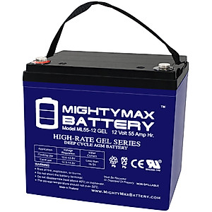 Mighty Max Battery ML55-12GEL -12 Volt 55 AH, GEL Type, Internal Thread (INT) Terminal, Rechargeable SLA AGM Battery