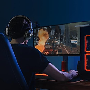 OLANRUN Gaming Headset with Microphone for PC - Stereo Gaming Headphones with Mic for Xbox One, Xbox Series X|S, PS5, PS4 - Wired PC Gaming Headset with 9 Color RGB for Computer, Laptop (Black)