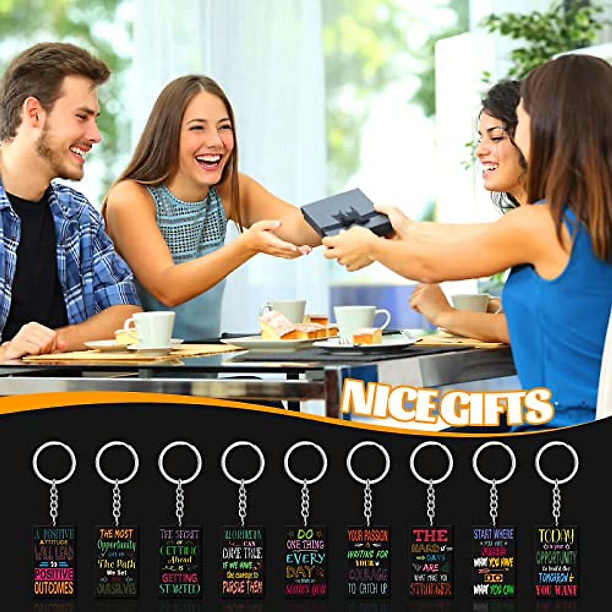 RUMIA 27pcs Inspirational Quote Keychains Acrylic Motivational Keychains Graduation Party Favors Mothers Day Birthday Gifts for Employee Coworkers Women Men Teacher Appreciation Gifts