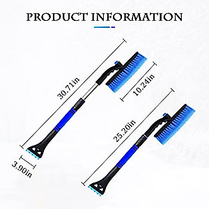 Fekey&JF 25" Snow Brush and Ice Scraper for Car, 2 in 1 Detachable Extendable Snow Cleaner Ice Scraper for Car Windshield with Ergonomic Foam Grip Handle, Ideal for Cars, Trucks, SUVs