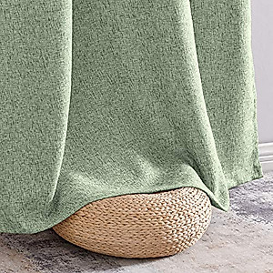 jinchan Linen Look Curtain Panels for Bedroom Heathered Green Textured Light Filtering Living Room Farmhouse Window Drapes 84 Inches Length 2 Panels