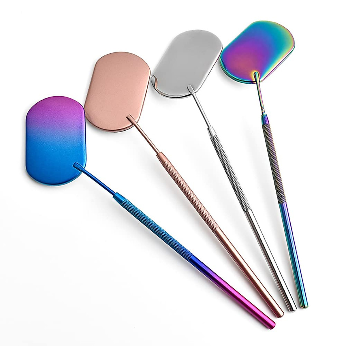 UUYYEO 2 Pcs Stainless Steel Eyelash Extension Mirrors Large Lash Mirrors Eye Makeup Mirrors Eye Lash Mirrors Lash Technician Supplies