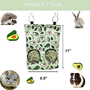 Lemengtree Small Animals Feeder Bag, Guinea Pig Hay Bag Rabbit Feeding Bag Hanging Feeder Sack Storage with 2 Holes for Chinchilla Hamsters Rabbit Guinea Pig Small Pets (Avocado)