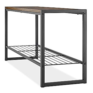 Whitmor Modern Industrial Entryway Bench w/Shoe Storage, Brown