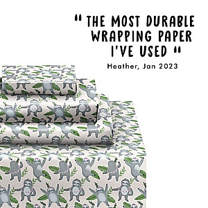 CENTRAL 23 - Sloth Wrapping Paper - 6 Gift Wrap Sheets - Fun GiftWrap for Men Boys Teenagers - Birthday - Made in the UK - Recyclable