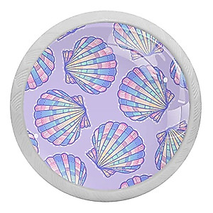 4 Packs Beautiful Rainbow Peal Shell Fluorescence Crystal Glass Cabinet Knobs Drawer Handles for Kitchen Cabinets Dresser Cupboard Wardrobe Pulls Handles