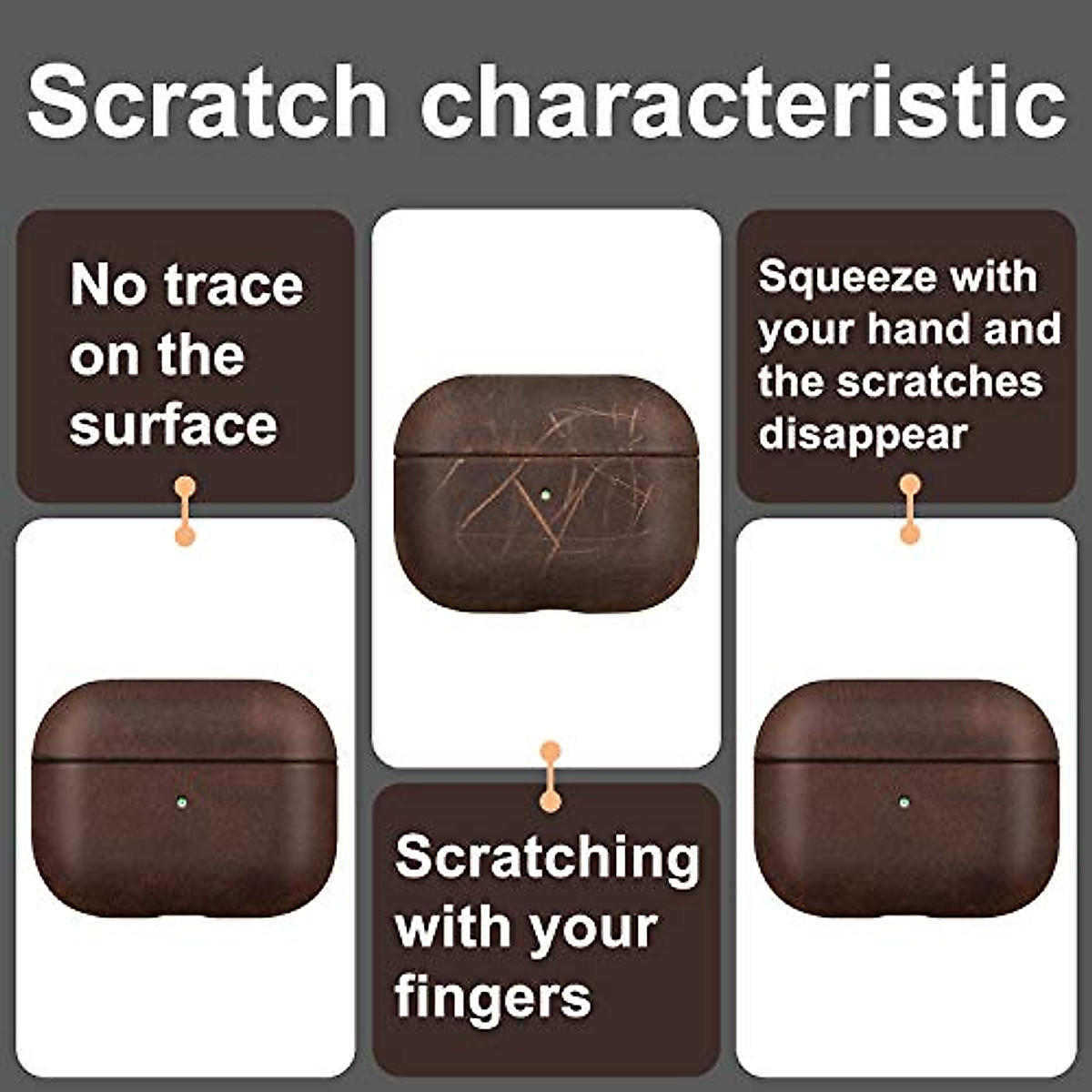 Cybotoon Leather AirPods Pro Case Cover, Genuine Crazy Horse First Layer Cowhide AirPods Pro Leather Case for Men, Vintage Patina Indiana Jones Style, Handcrafted AirPods Pro Case Leather, Dark Brown